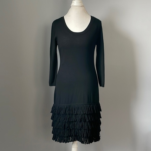 Calvin Klein | Dresses | Calvin Klein Black Shag Midi Dress | Poshmark
